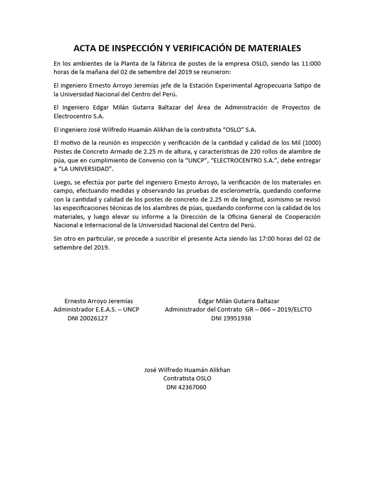 Acta de Inspección - Ing-Arroyo | PDF