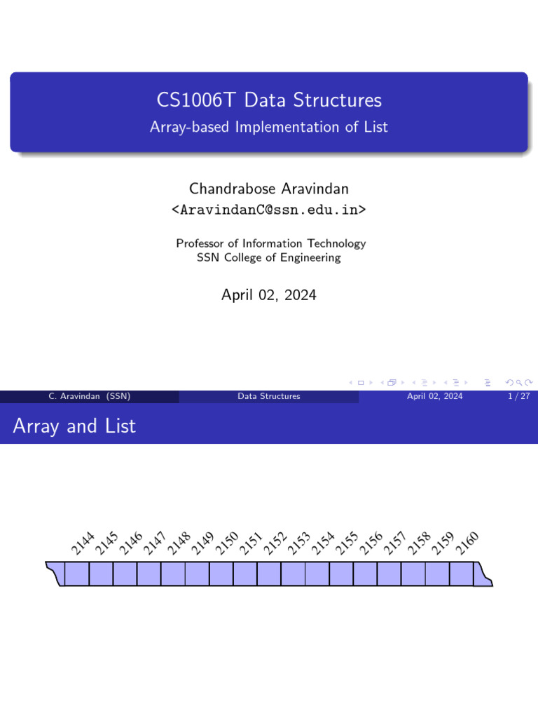 Array Based Implementation Of List Pdf Software Development Data Management