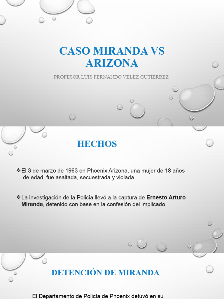CASO MIRANDA - Derecho Anglosajon (2) Abril | PDF | Sexta Enmienda a la Constitución de los ...
