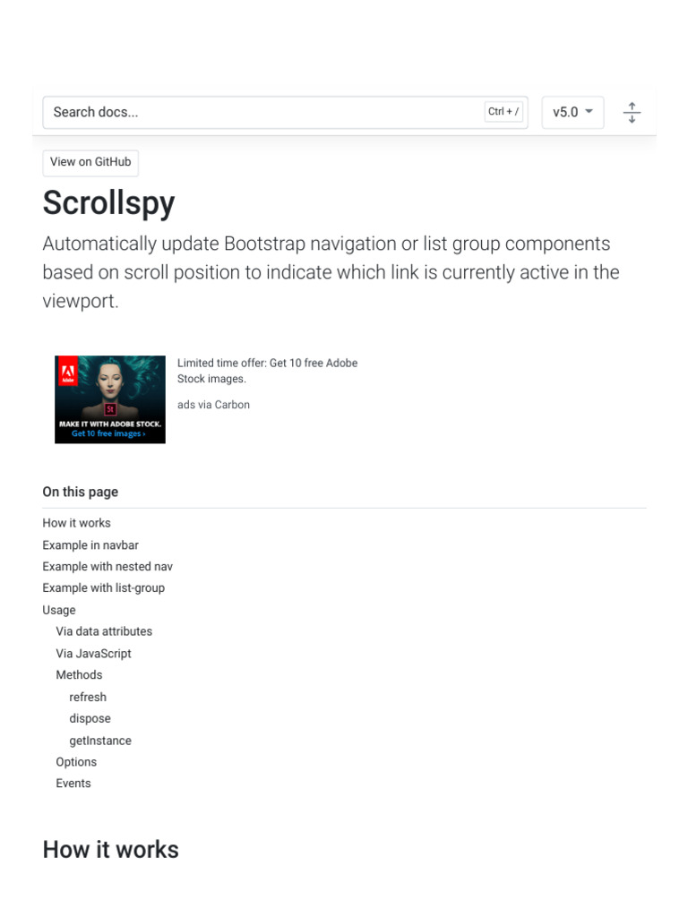 Scrollspy Bootstrap v5.0 | PDF | Document Object Model | Bootstrap (Front End Framework)