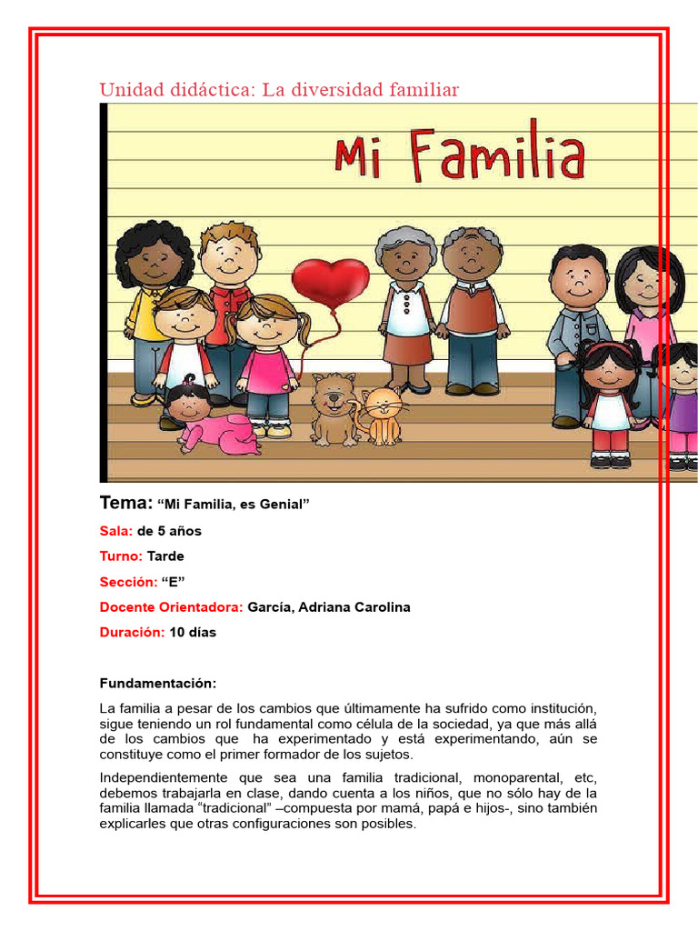 Unidad Didáctica: Diversidad Familiar | PDF