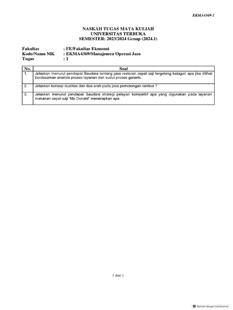 Soal Ekma4369 tmk1 1 | PDF