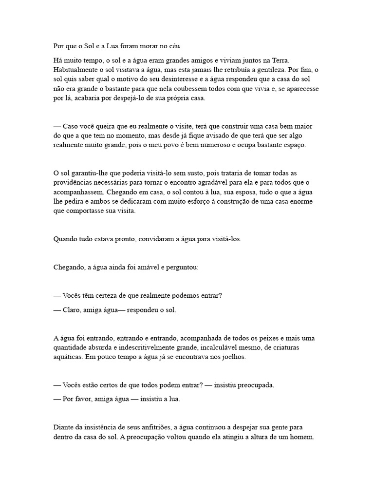 Conto Africano SOL E LUA | PDF | Lua | Sol