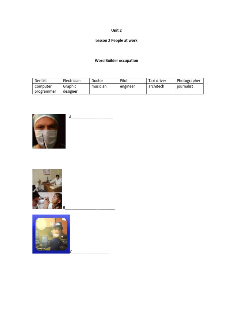 Unit 2 Lesson 2 People at Work | PDF | Linguistic Typology | Languages