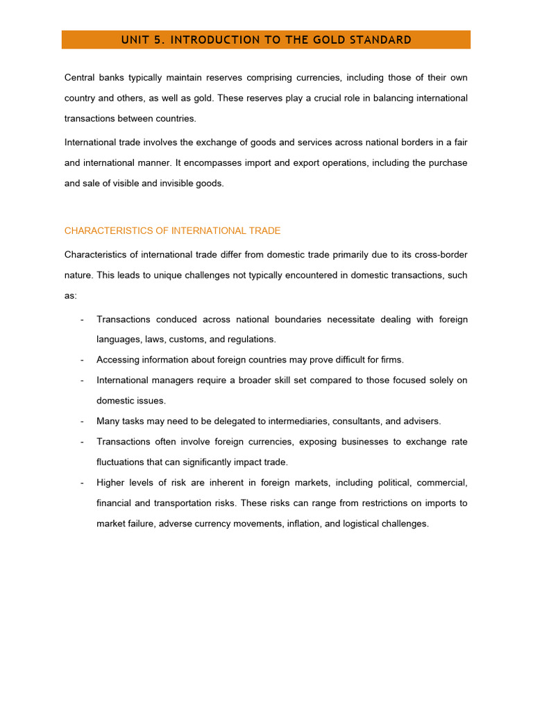 Tema 5. Introduction To The Gold Standard | PDF | Balance Of Payments | Exchange Rate
