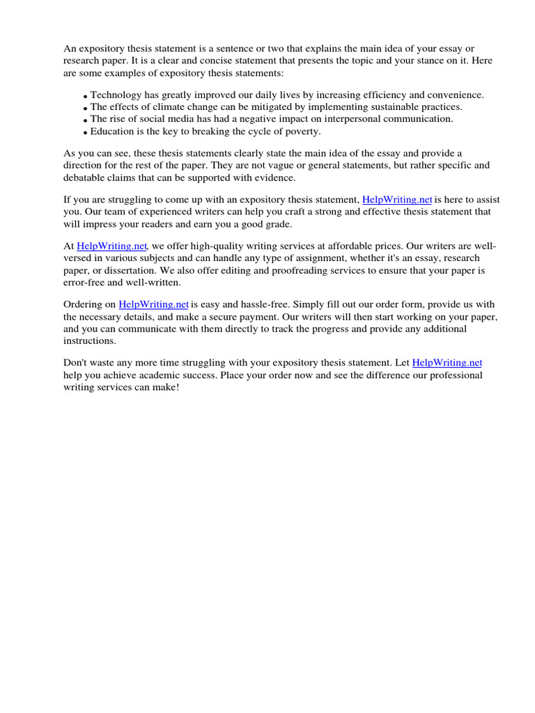 Examples of Expository Thesis Statements | PDF | Essays | Thesis