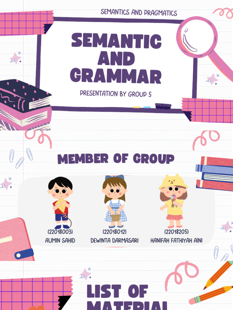 Group 5 - Semantic and Grammar | PDF | Grammatical Gender | Noun