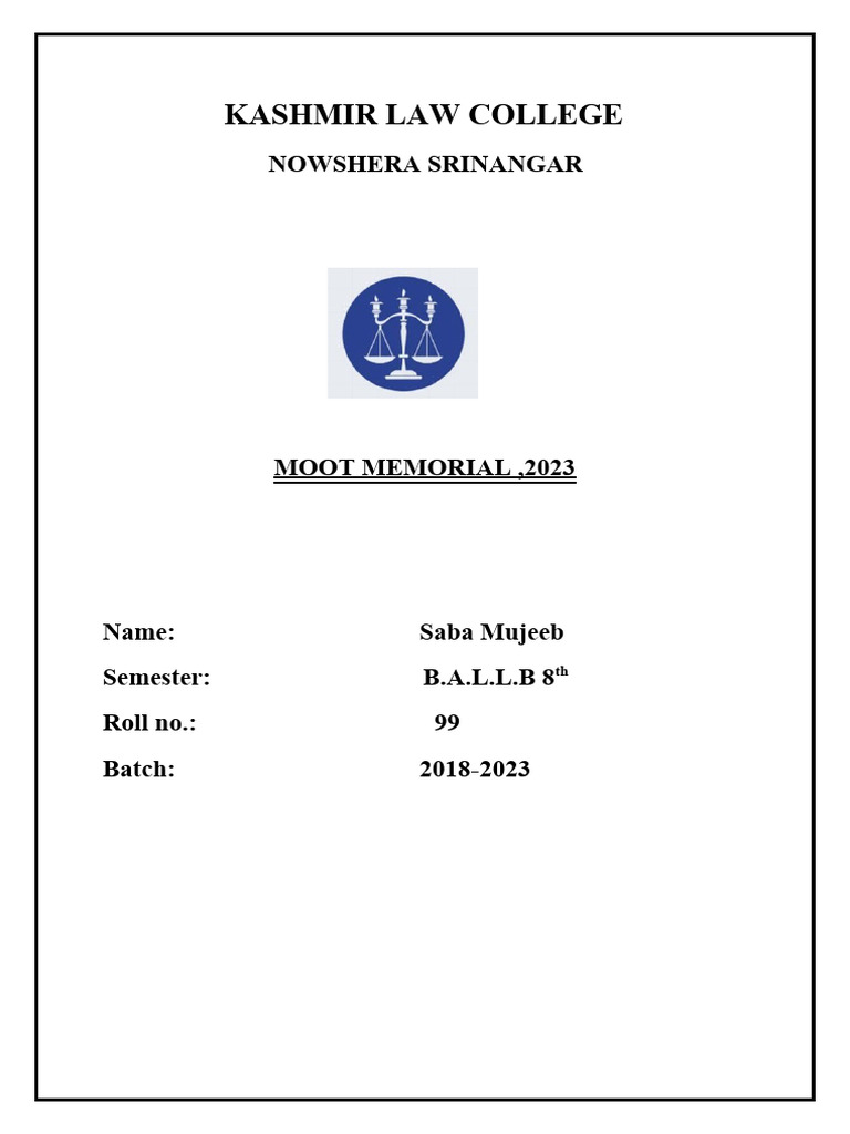 Saba Moot Memorial | PDF | Aiding And Abetting | Appeal