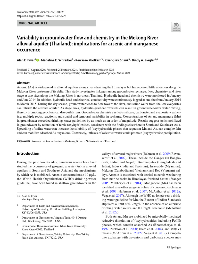 Fryar 2021 | PDF | Groundwater | River