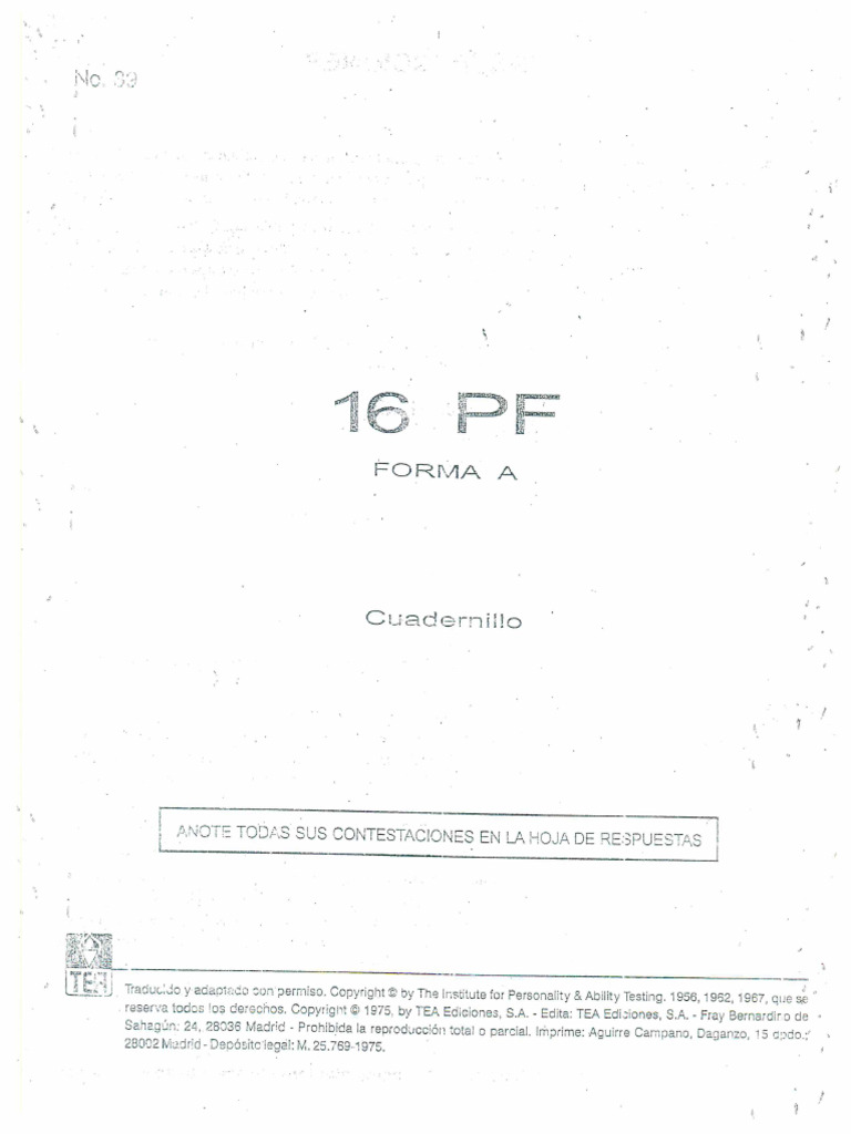 16pf CUADERNILLO | PDF