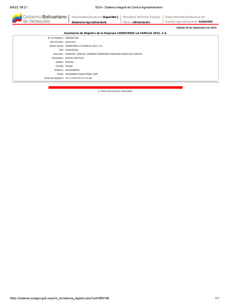 SICA - Constancia de Inscripcion | PDF