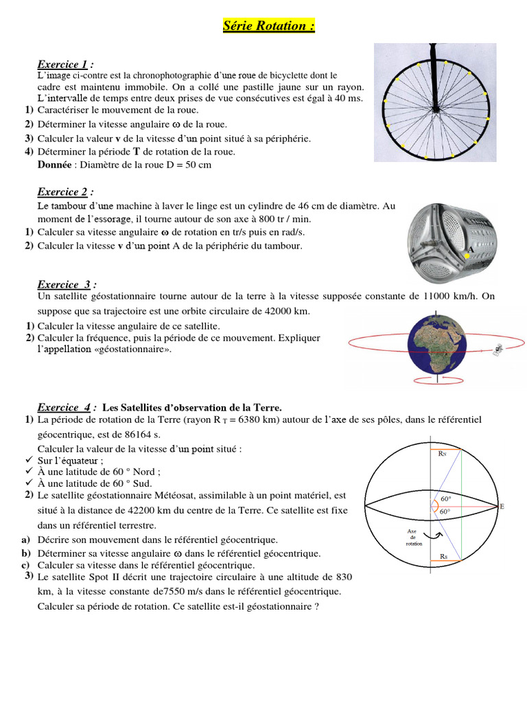 Exercices de Rotation et Vitesse | PDF