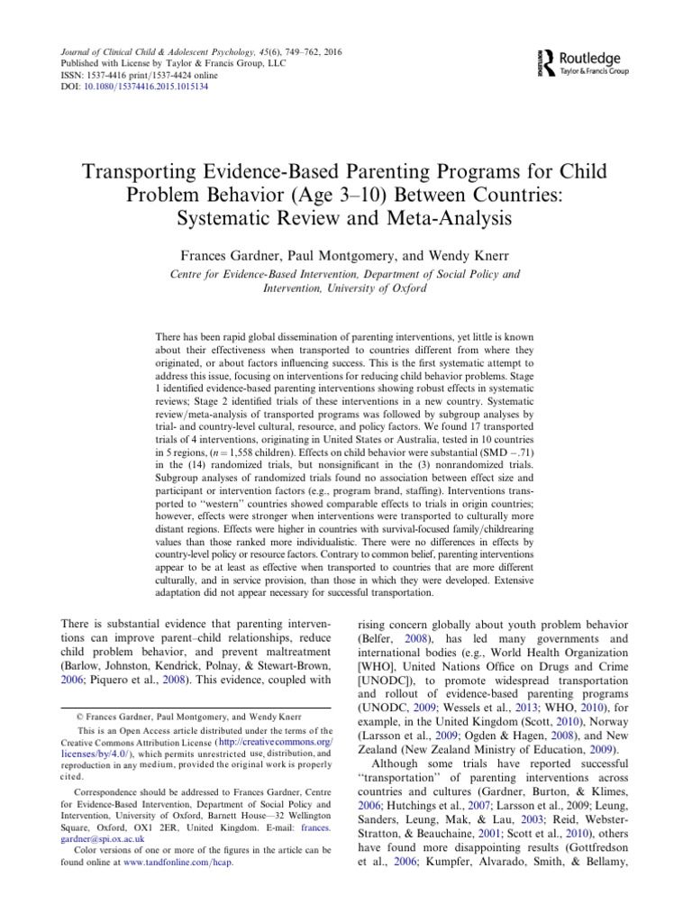 Child Problem Behaviour | PDF | Randomized Controlled Trial | Effect Size