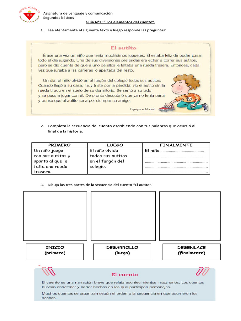Guia de Cuento Partes y Personajes Word | PDF | Ficción general