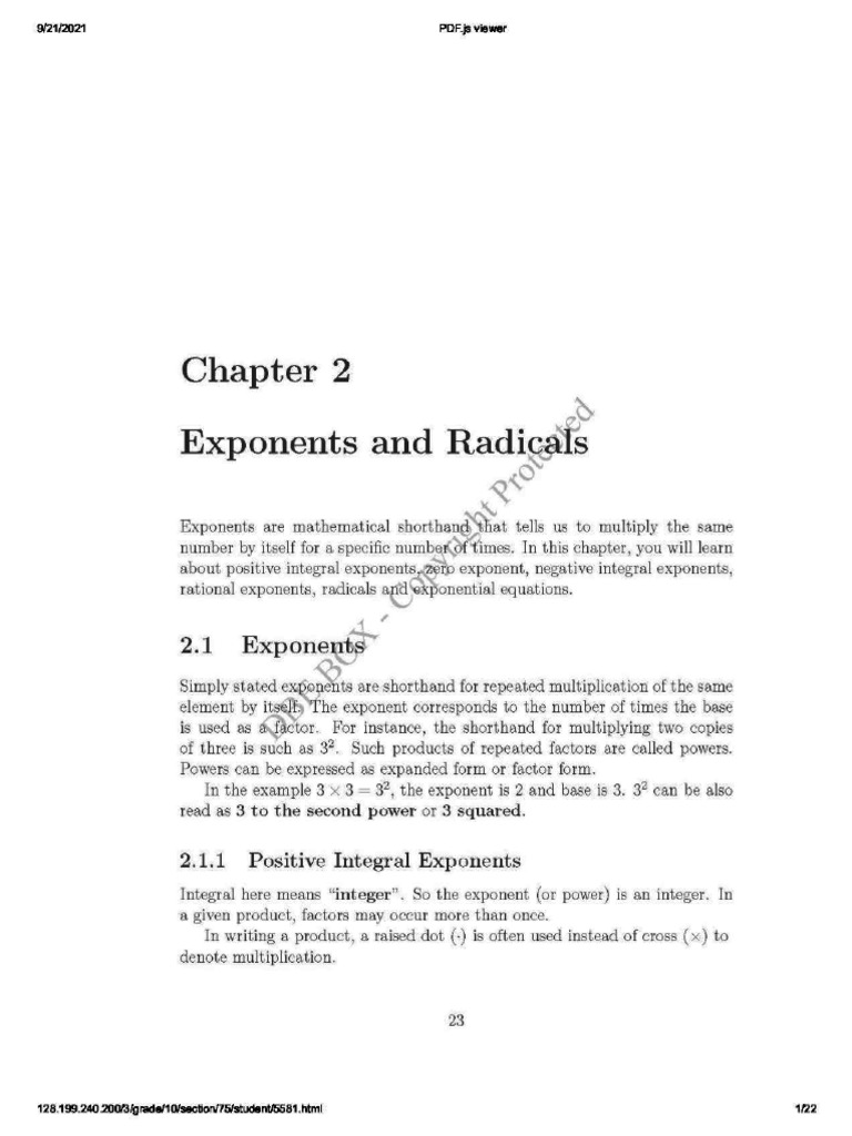 CH 2 Exponents and Radicals | PDF