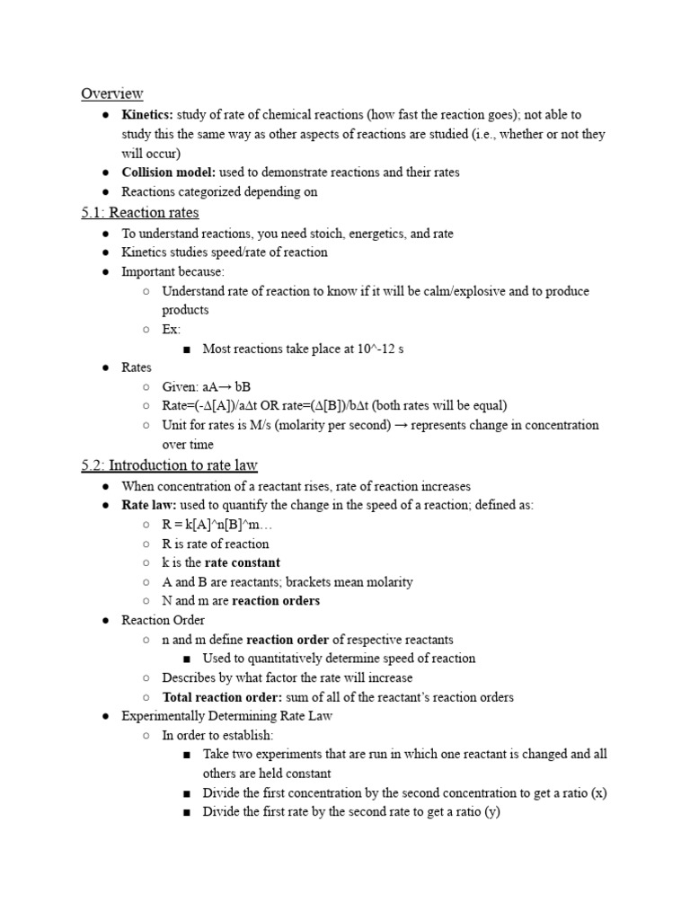 AP Chem Unit 5 Notes | PDF | Reaction Rate | Chemical Reactions