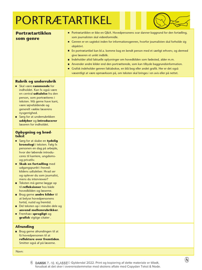 Portrætartikel - SkriveRammer | PDF