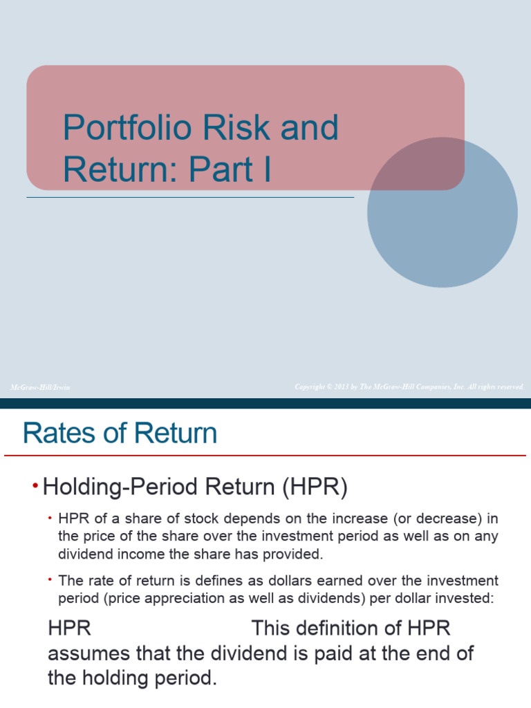Portfolio Risk & Return Part 1 | PDF | Modern Portfolio Theory | Risk ...