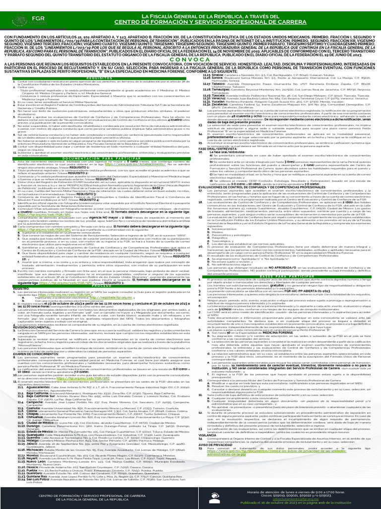 Convocatoria FGR-AIC-PP-ABIERTA-01-2023 | PDF | México