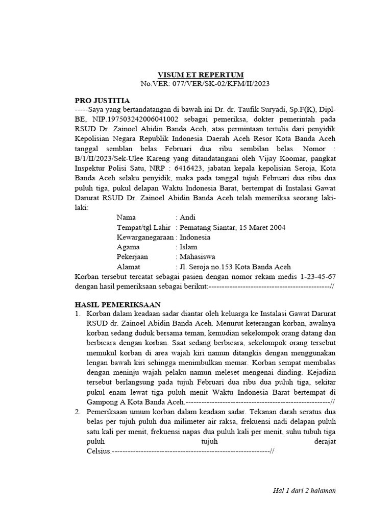 Contoh Ver Hidup Skill Lab | PDF