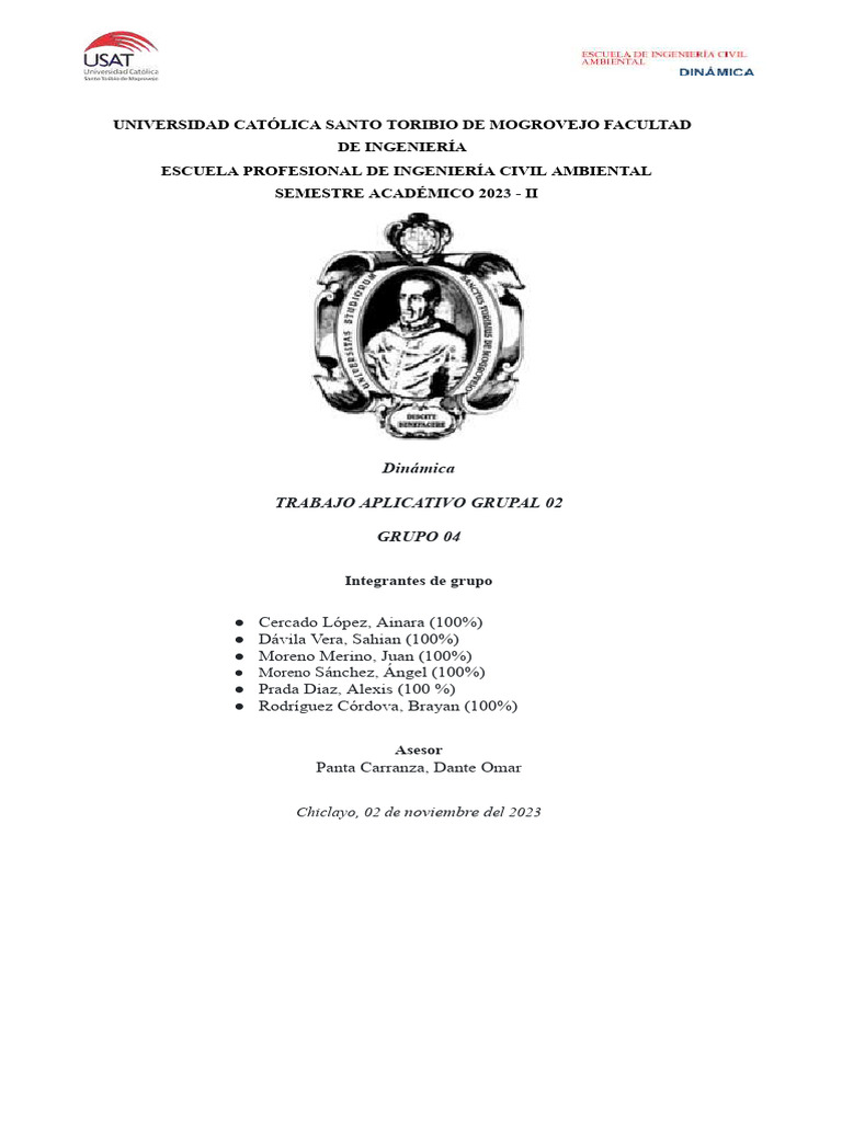 TRABAJO APLICATIVO 02 - DINÁMICA - Docx - Compressed | PDF | Energía cinética | Fuerza