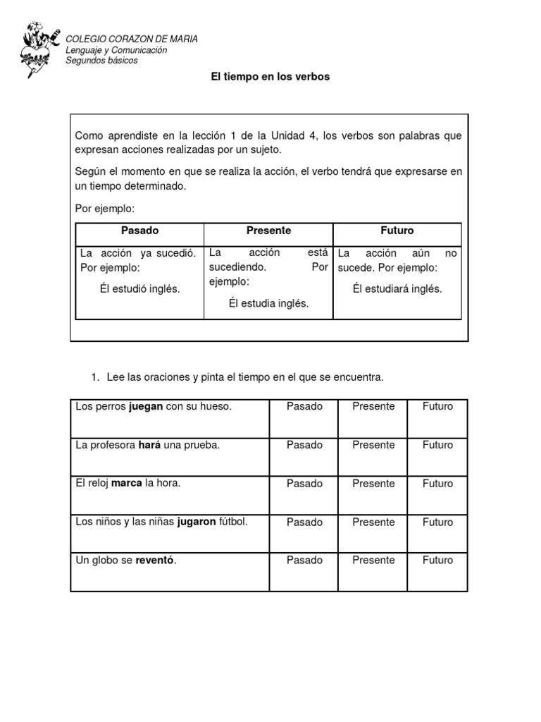 Tiempo en Los Verbos | PDF