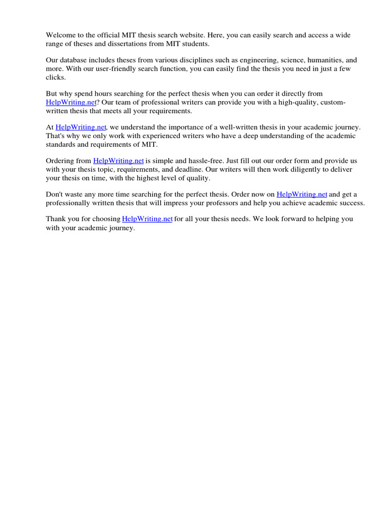 Mit Thesis Search - Order Now On | Download Free PDF | Thesis | Essays