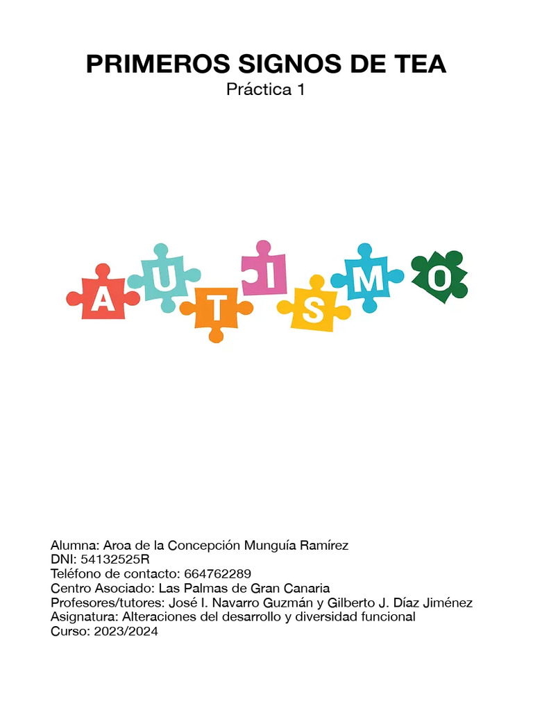 Primeros Signos de Tea PDF | PDF | Espectro autista | Trastorno mental