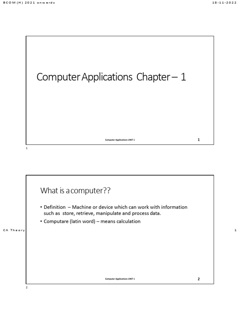 Unit 1 - BCOM (H) 2021 Onwards | PDF | Booting | Central Processing Unit