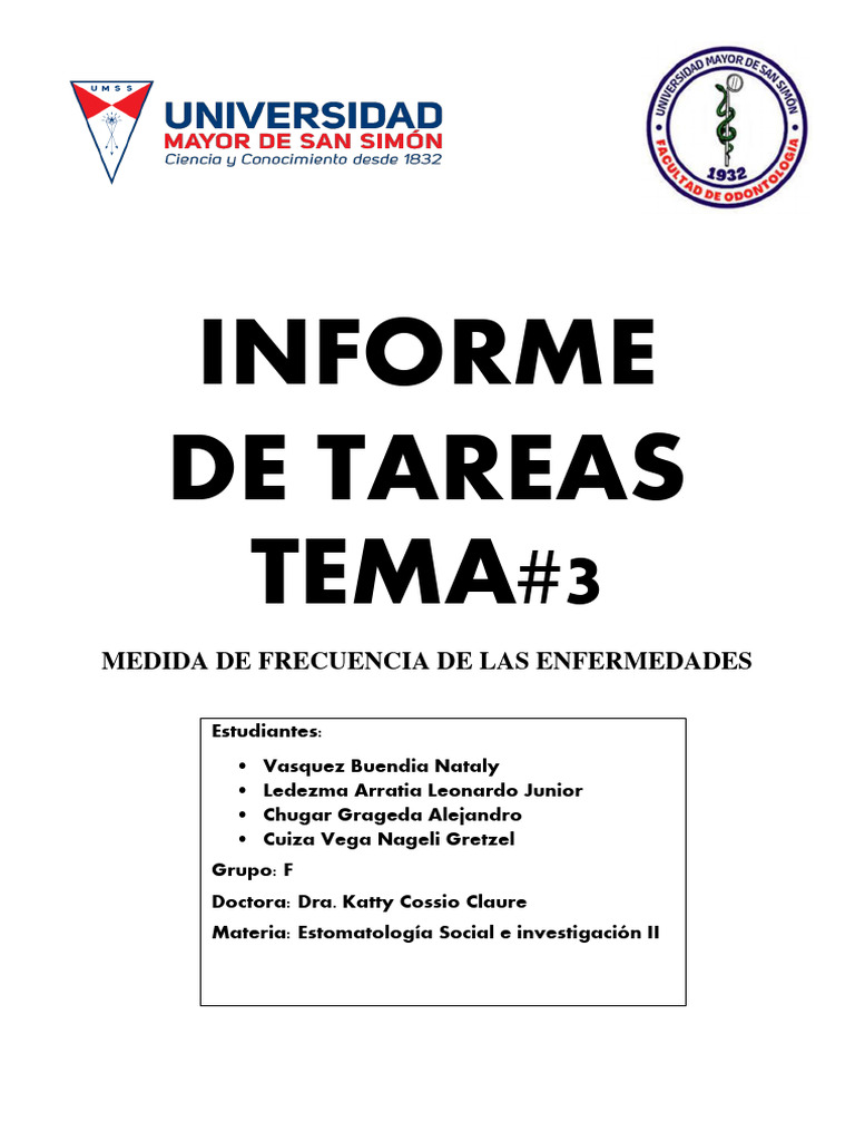 Informe de Tareas TEMA#3: Medida de Frecuencia de Las Enfermedades | Descargar gratis PDF ...