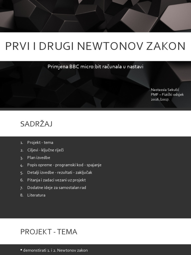 Prvi I Drugi Newtonov Zakon - N. Sekulic | PDF
