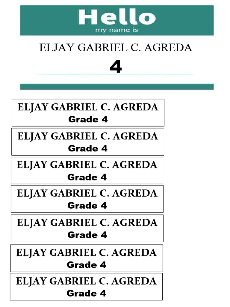Eljay Gabriel C. Agreda - Grade 4 Profile | PDF