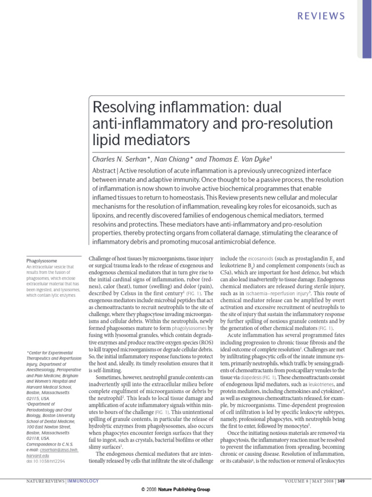 Resolving Inflammation | PDF | Inflammation | Macrophage