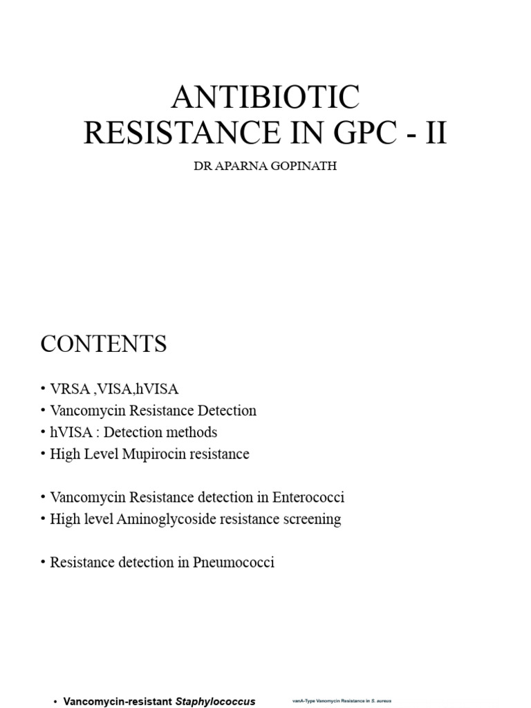 New ANTIBIOTIC RESISTANCE IN GPC - II | PDF | Microbiology | Antibiotics