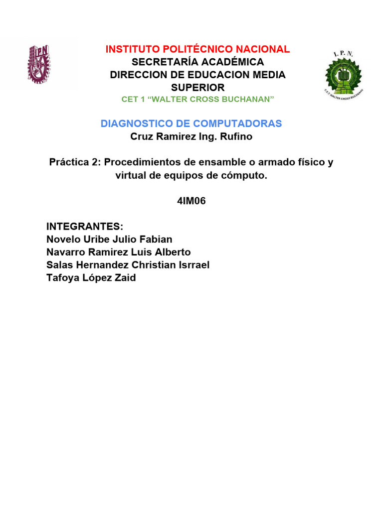 PRACTICA 2 - Procedimientos de Ensamblaje o Armado Físico y Virtual de ...
