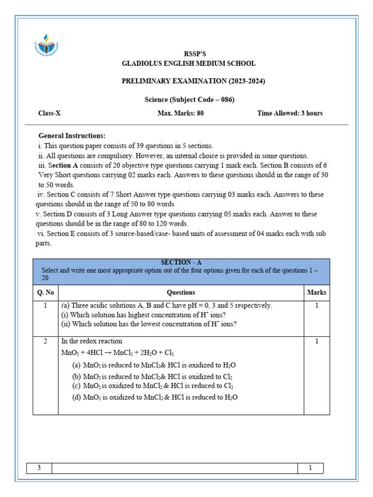 Science Prelims 1 Grade 10 | PDF | Carbon | Acid