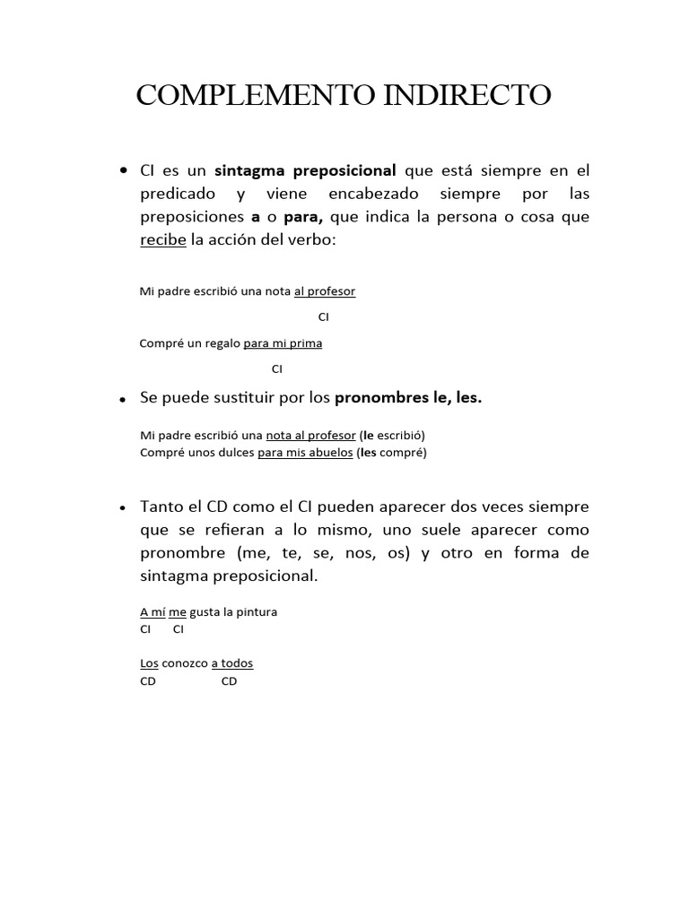 Complemento Indirecto | PDF