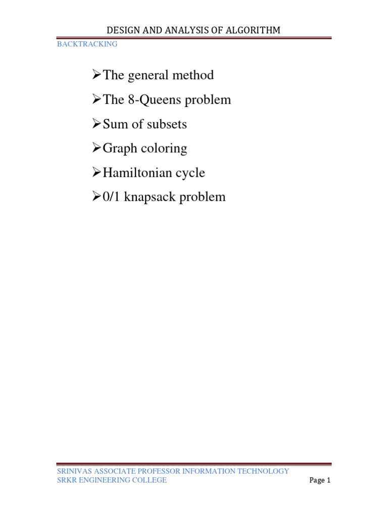 UNIT-IV Backtracking | PDF | Mathematics | Mathematical Logic