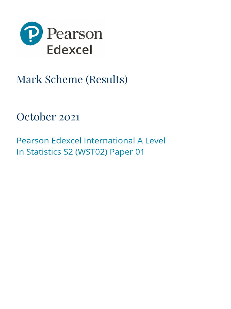 IAL Statistics 2 October 2021 MS | PDF | Teaching Methods & Materials