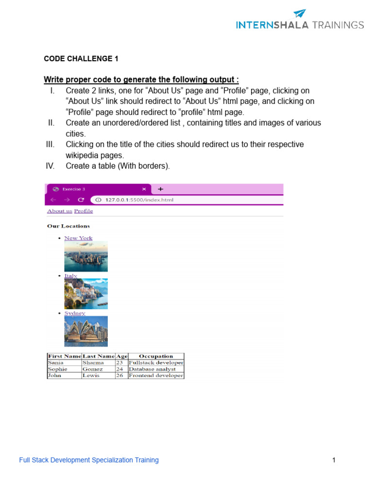 HTML Code Challenge Solutions | PDF