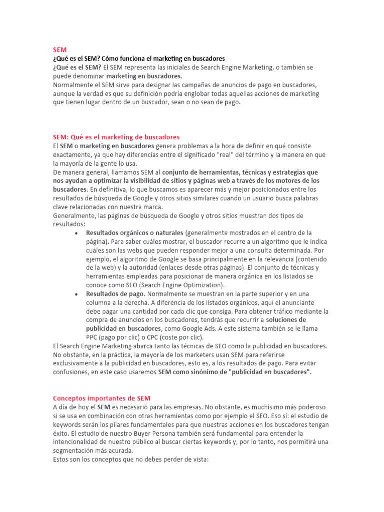 Que Es El SEM | PDF | Marketing de motores de búsqueda ...