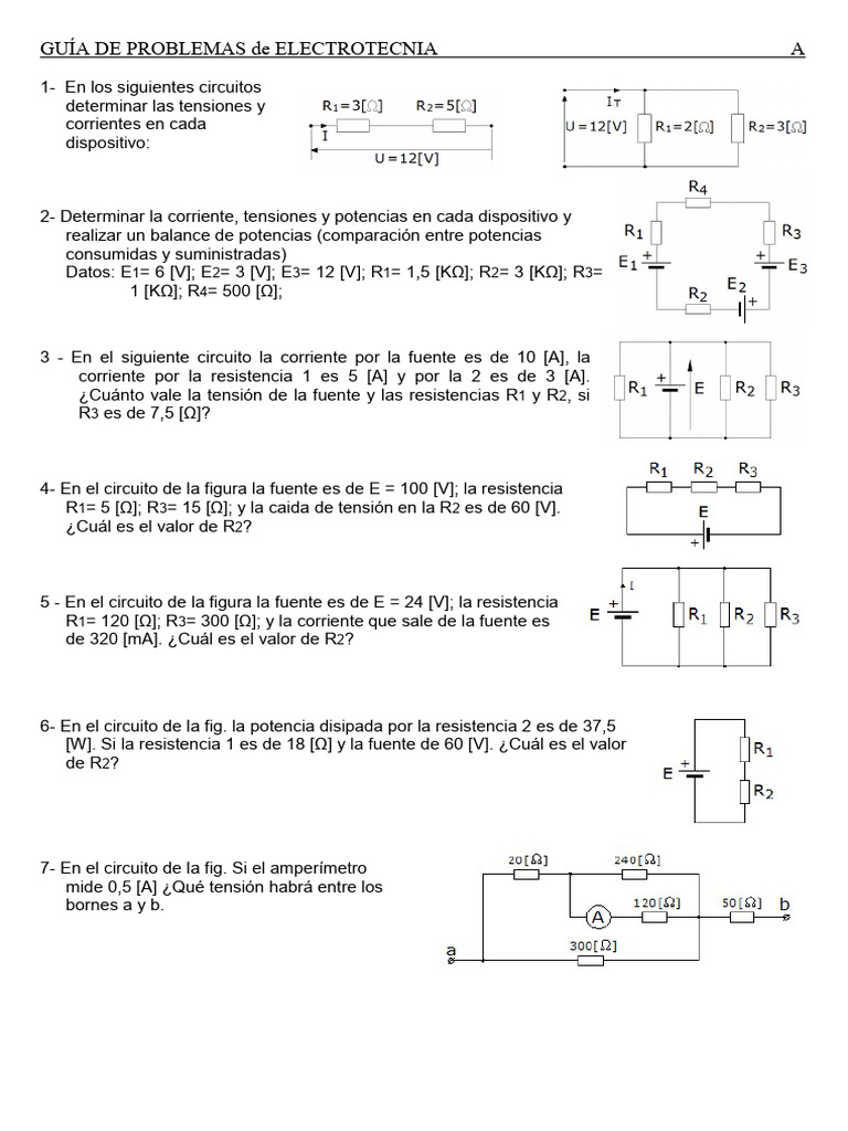 Guía de Problemas 1 | PDF | Resistencia Eléctrica y Conductancia | Ciencia de los Materiales