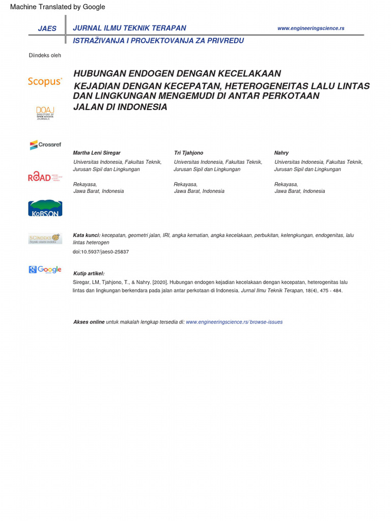 The Endogenous Relationship of Accident Occurrence With Speed, Traffic Heterogeneity and Driving ...