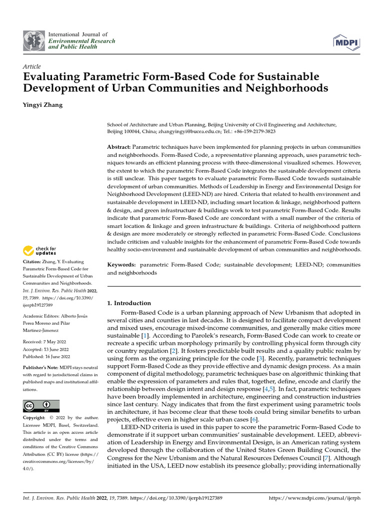 Evaluating Parametric Form Based Code For Sustainable 1ujkwrh3 | PDF ...