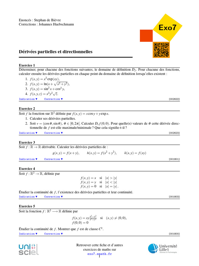 Dérivées partielles et continuité des fonctions | PDF | Analyse ...