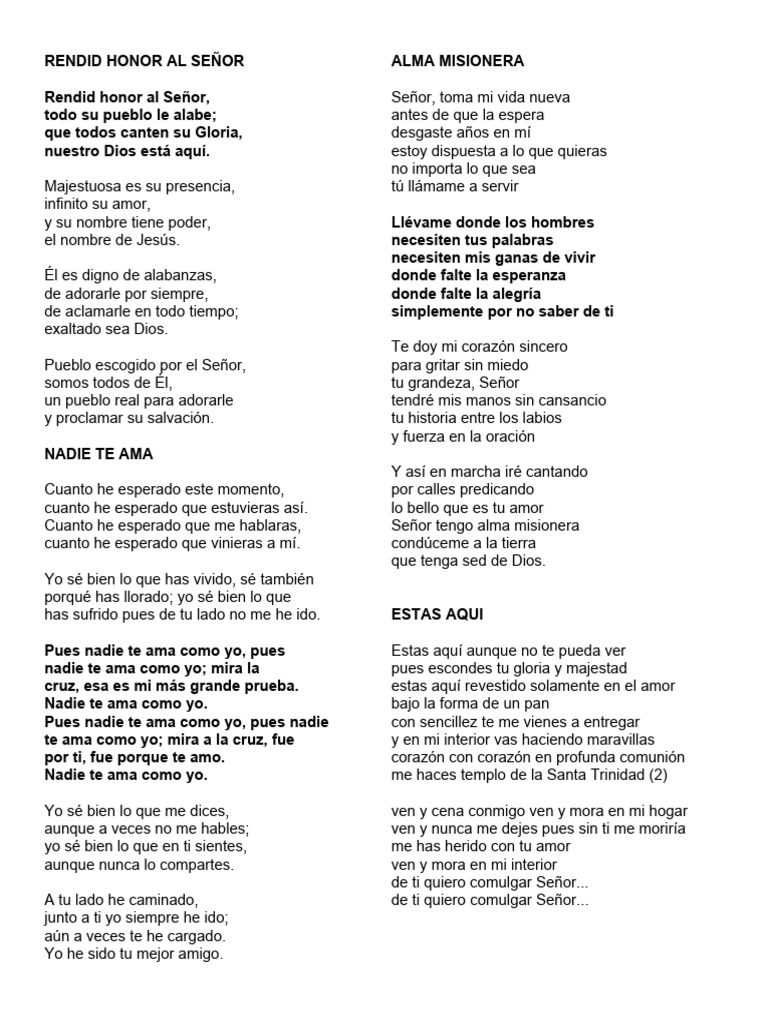 Cantos para Hora Santa | PDF | María, madre de Jesús | Amor