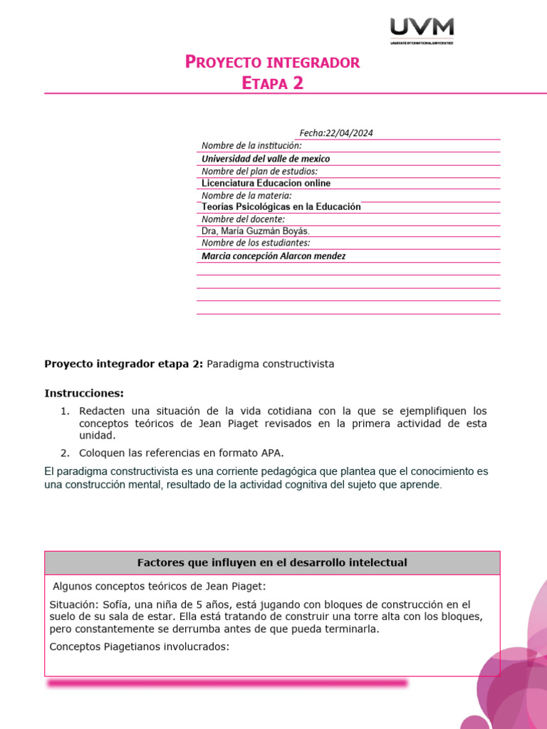 Proye2 Act8 Mcam | PDF | Pensamiento | Desarrollo cognitivo