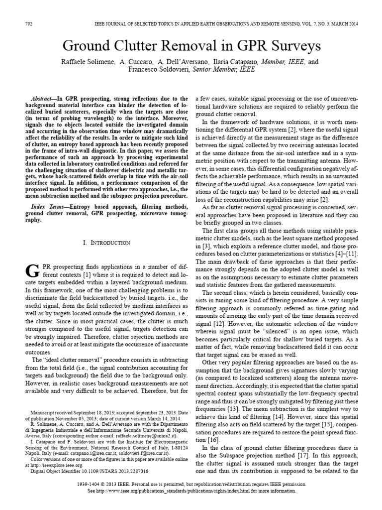 39 - Ground Clutter Removal in GPR Surveys | PDF | Radar