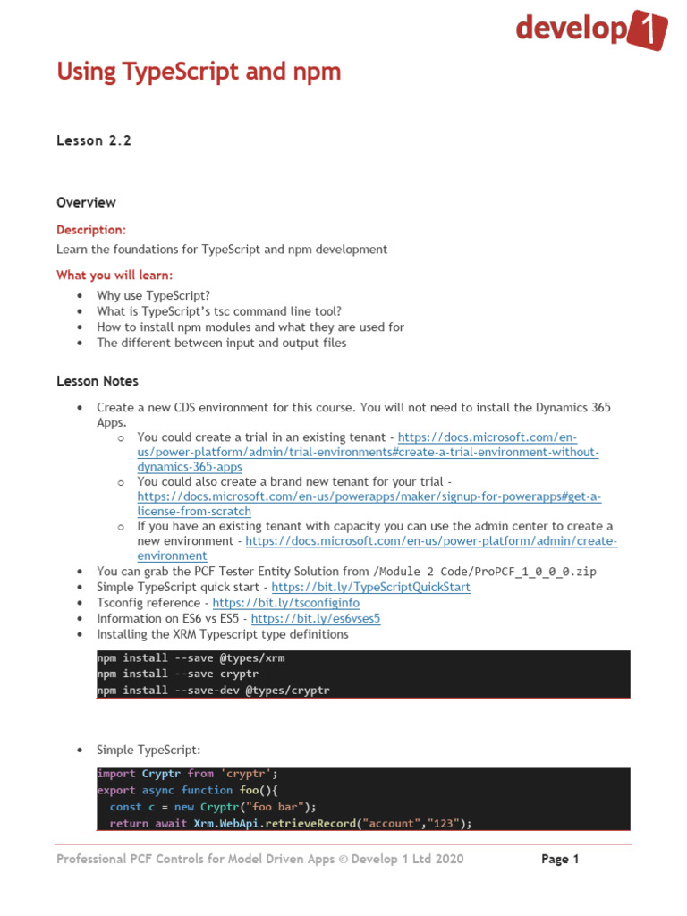 Handout UsingTypescriptandnpm | PDF | Java Script | Software Development