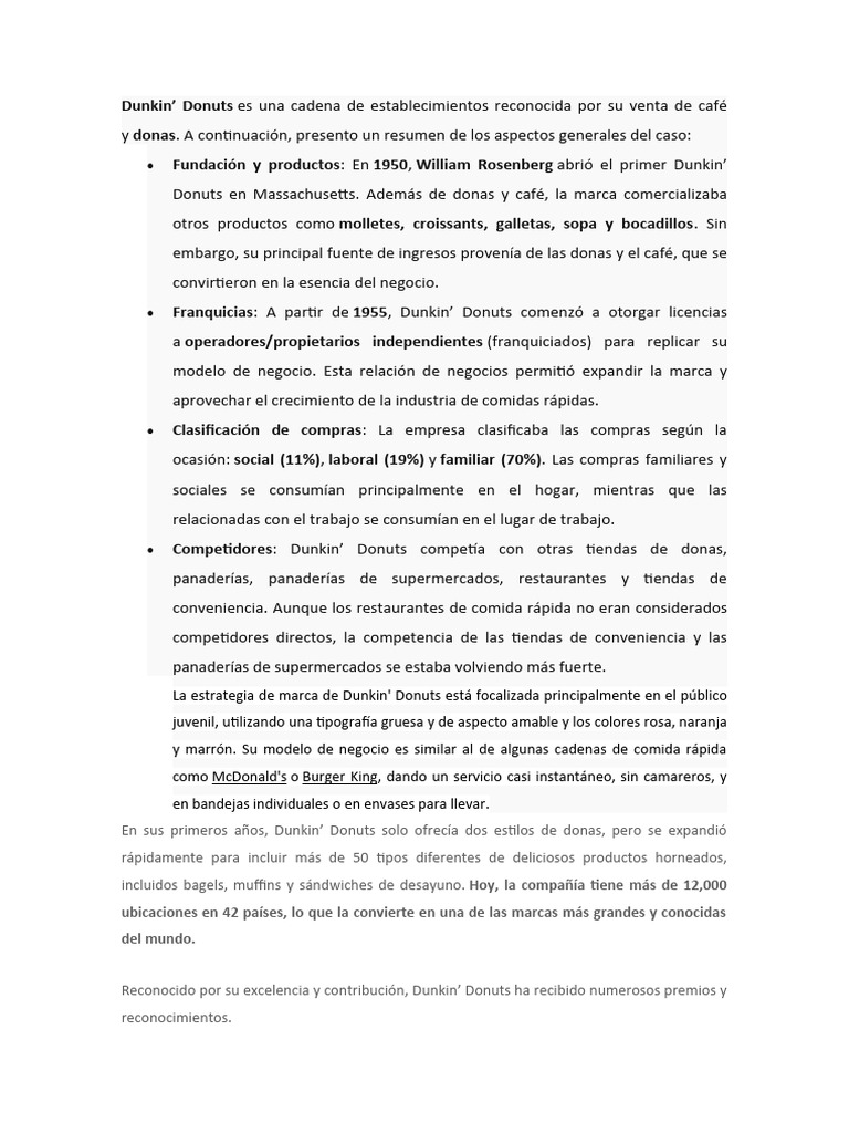 Caso Dunkin Donuts | PDF